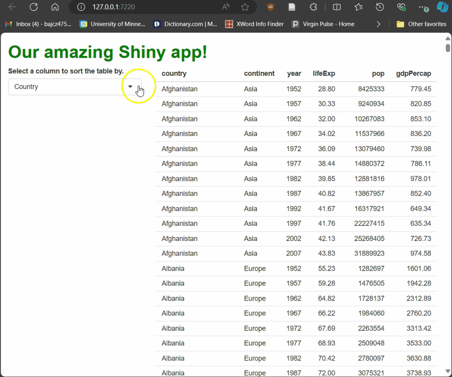 R Shiny: All in One View